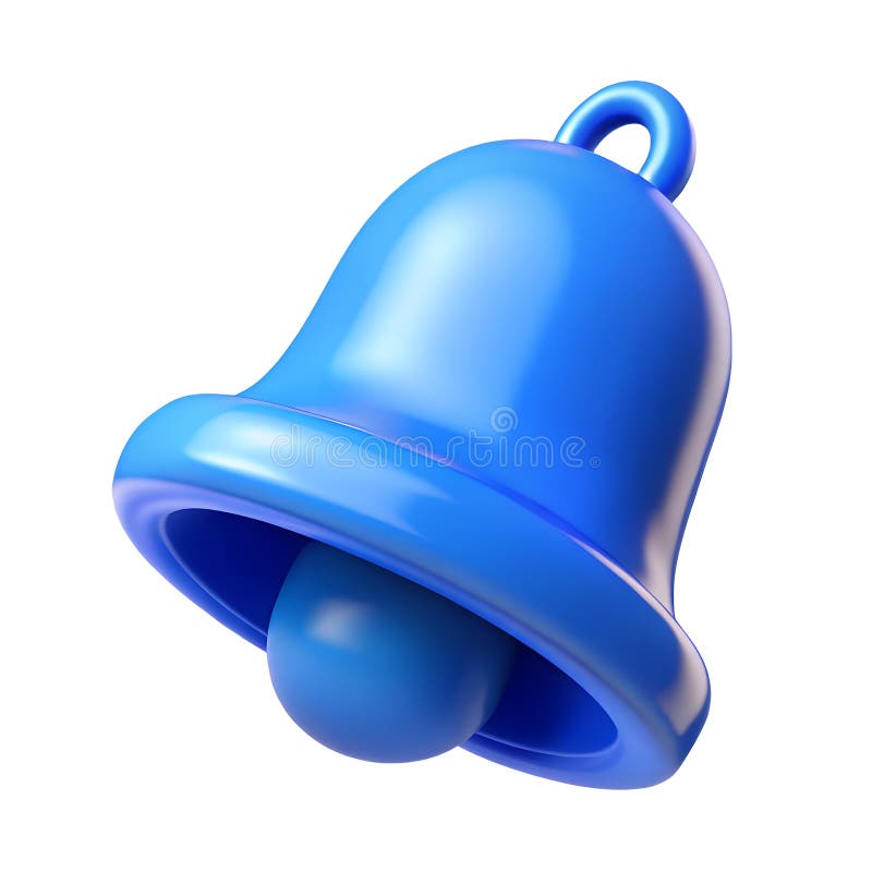 Shiny Blue Alert Bell Icon, 3D Render Illustration, Communication ...