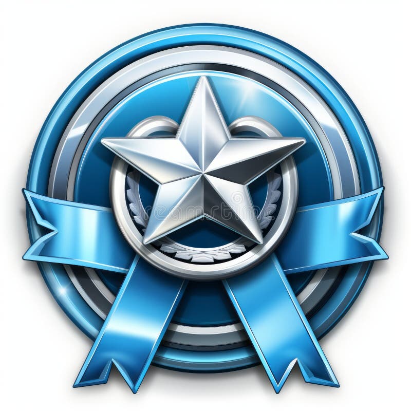 A Shiny Blue Badge with a Star on it Stock Illustration - Illustration ...