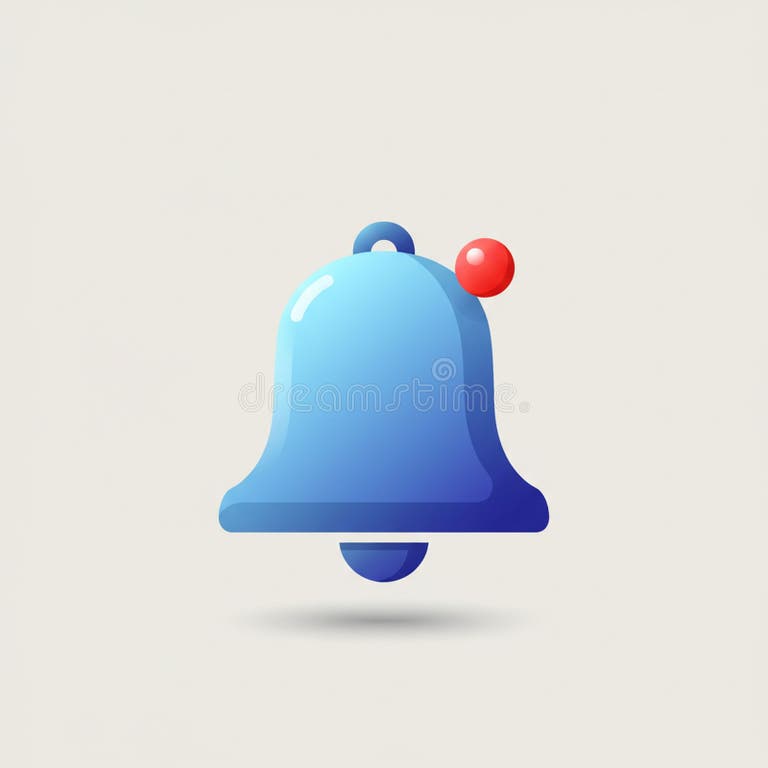 Shiny Blue Bell Icon with Smooth Gradient Design. Rounded Top and Base ...