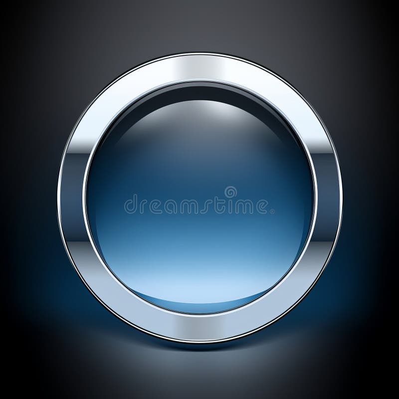 A Shiny Blue Button on a Black Background Stock Photo - Image of ...