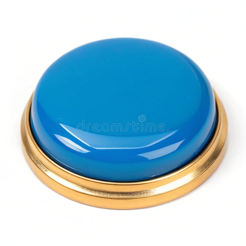 Shiny Blue Button with Gold Border Stock Illustration - Illustration of ...