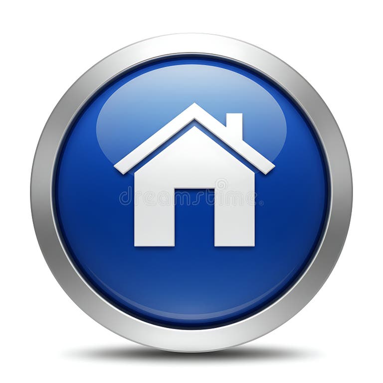 Glossy Blue Home Button Icon: Modern House Symbol for Website Stock ...
