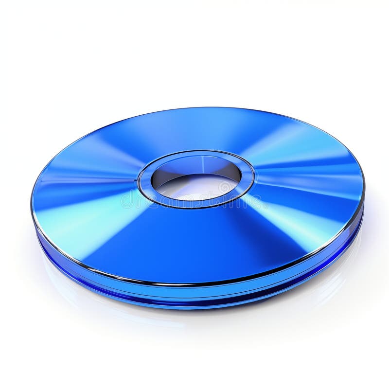 A Shiny Blue Compact Disc on a Reflective Surface Stock Illustration ...