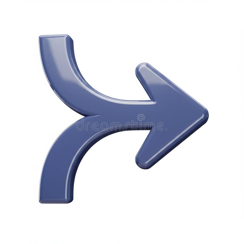A Shiny Blue 3D Arrow Symbol, Pointing Right, with a Forked Tail ...