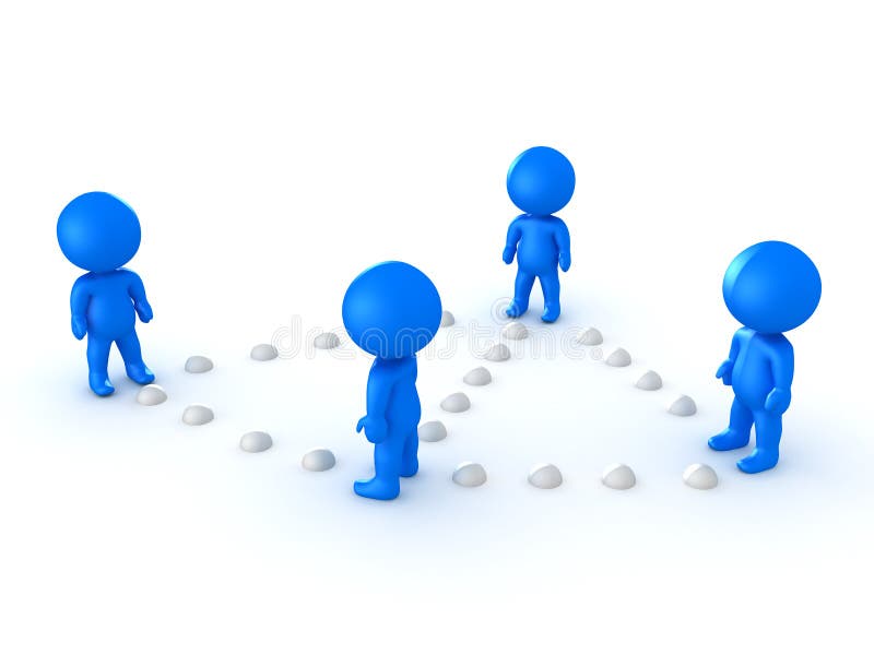 Shiny Blue 3D Character Being Connected by Lines of Dots Stock ...