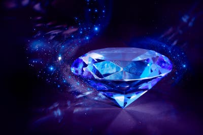 Shiny Blue Diamond on a Black Background Stock Photo - Image of ...