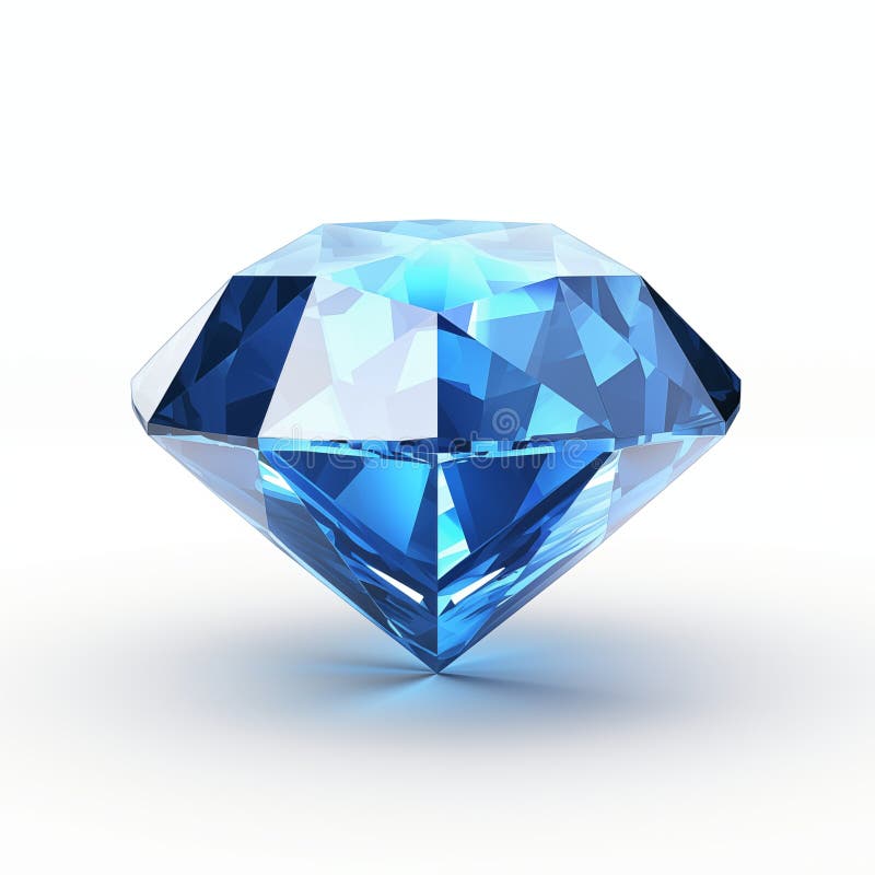 Shiny Blue Diamond Isolated on a White Background Stock Illustration ...