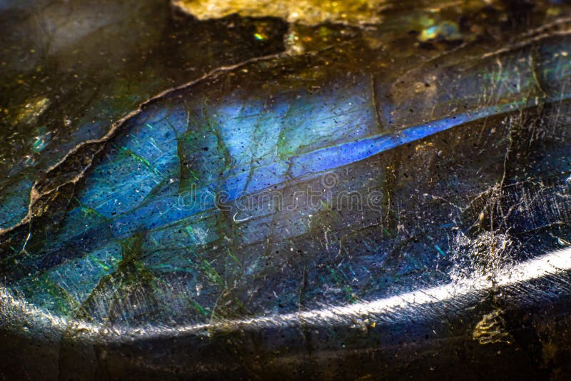 Blue Flash Labradorite Crystal Cabochon Stock Image - Image of closeup ...