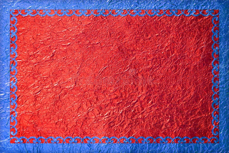 Shiny Blue Frame with a Pattern on the Red Foil Background. Stock Photo ...