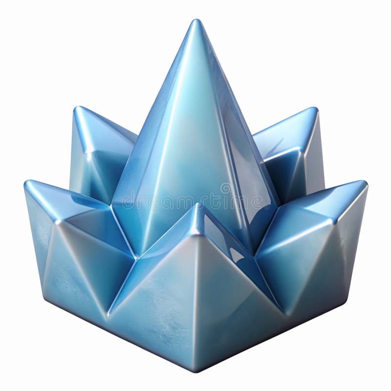 Shiny Blue Geometric Crystal Crown Design with Sharp Facets and ...