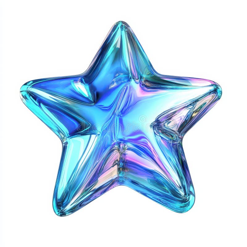 A Shiny, Blue, Glass Star Shape with Reflective Surfaces and a Smooth ...