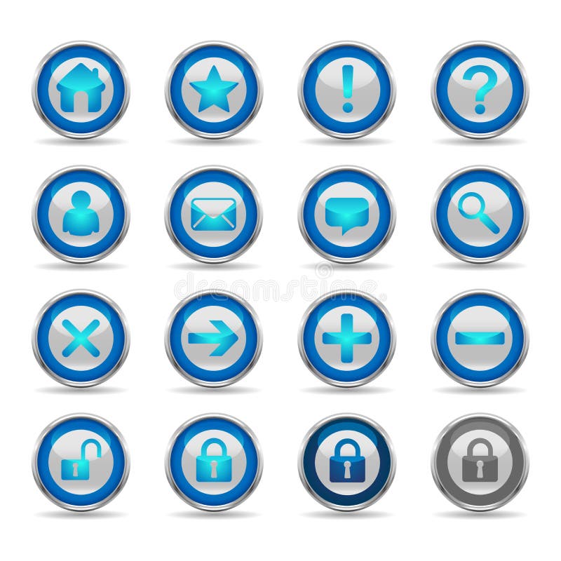 Shiny Blue Icons Set 1 - Web Stock Vector - Illustration of blue, buddy ...
