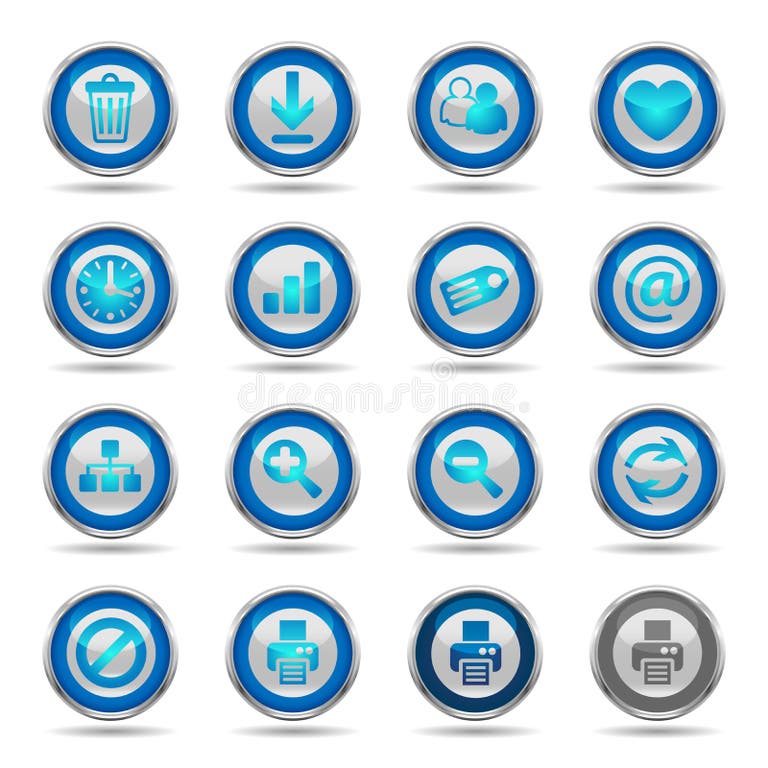 Shiny Blue Icons Set 2 - Web Stock Vector - Illustration of icons ...