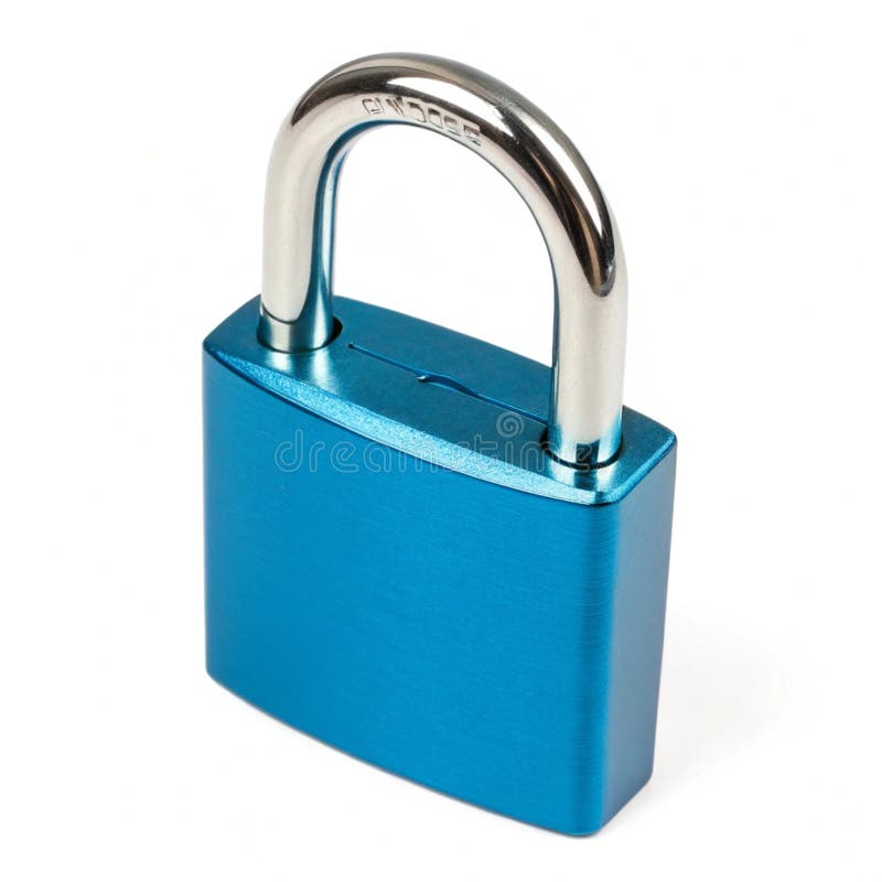 Shiny Blue Padlock Isolated on White Background Stock Illustration ...
