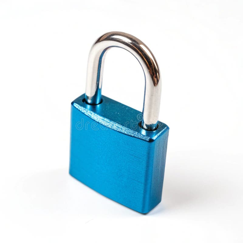 Shiny Blue Padlock Isolated on White Background Stock Illustration ...