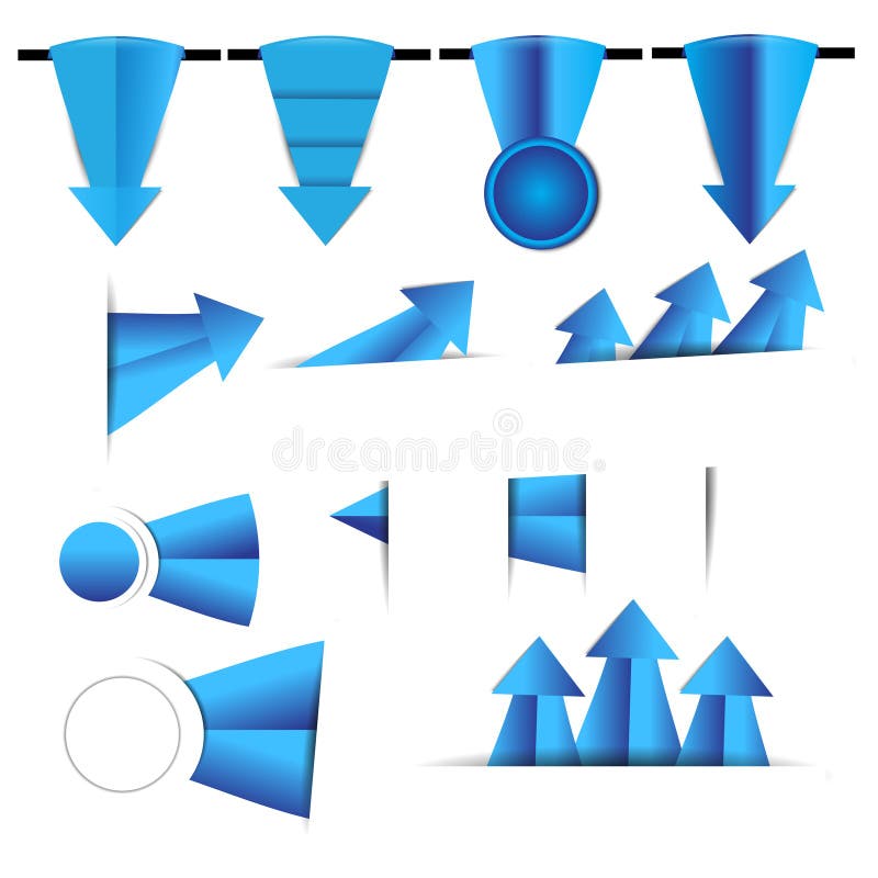 Shiny Blue Paper Arrow Stickers and Banners Stock Illustration ...