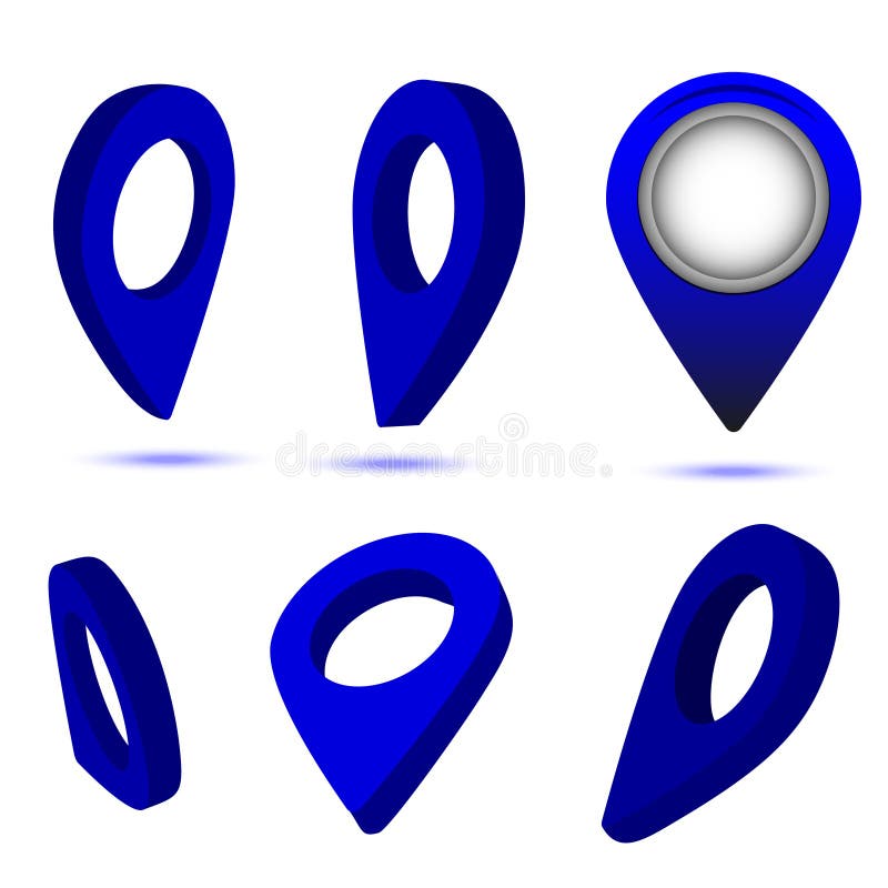 Shiny Blue Realistic Map Pointers Vector Set in Various Angles. Map ... Shiny Blue Realistic Map Pointers Vector Set in Various Angles. Map ...