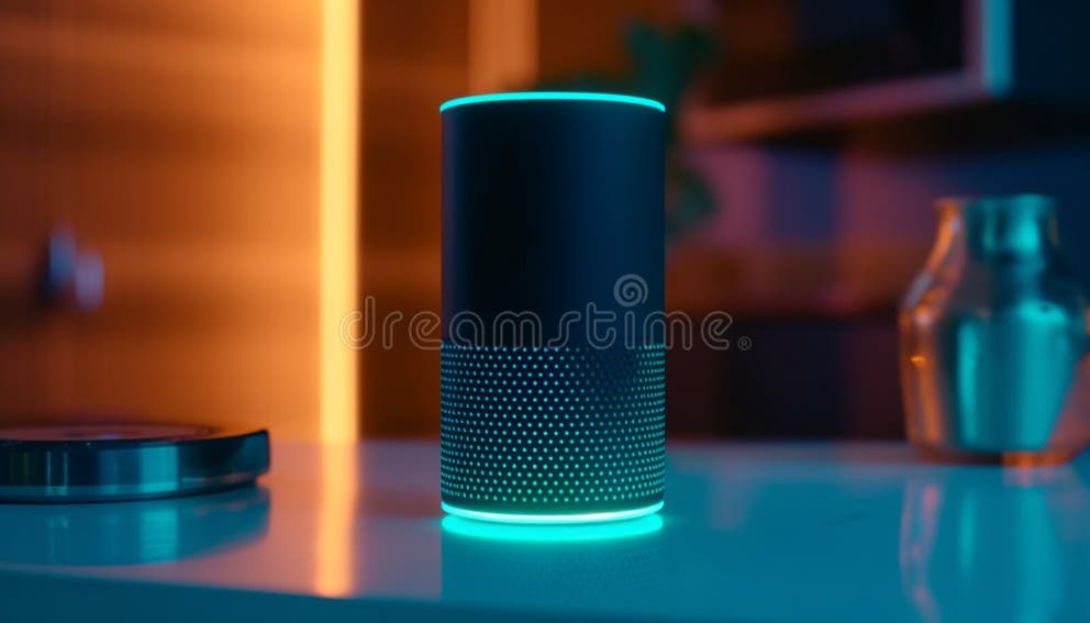 Shiny Blue Semiconductor Illuminated by Glowing Electrical Equipment in ...