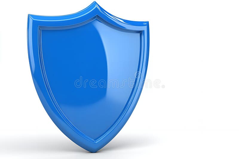 Shiny Blue Shield Icon 3D Rendering for Security Protection Concept ...