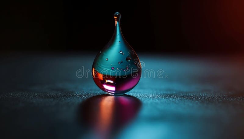 Shiny Blue Sphere Reflects Dew Drops Beautifully Generated by AI Stock ...