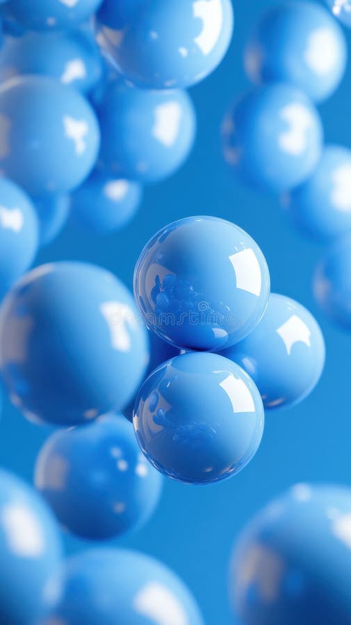 Shiny Blue Spheres Floating Against Vibrant Blue Background Create ...