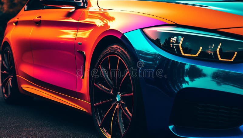 Shiny Blue Sports Car with Alloy Wheels and Powerful Engine Generated ...