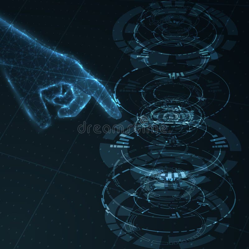 Shiny Blue Technology Vector Background with Hand and Globe. EPS10 ...