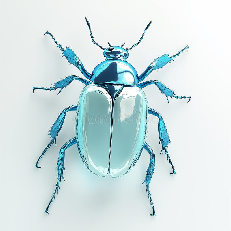 A Shiny Blue Transparent Plastic Beetle on a White Background. Stock ...