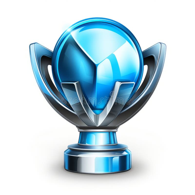 A Shiny Blue Trophy on a White Background Stock Illustration ...