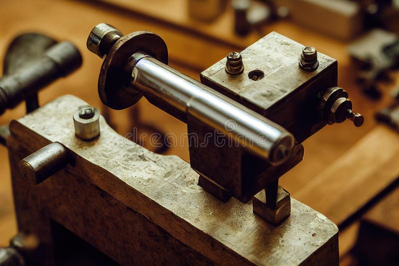 Shiny Brass Iron and Metal Processing Items on Anvil. Stock ...