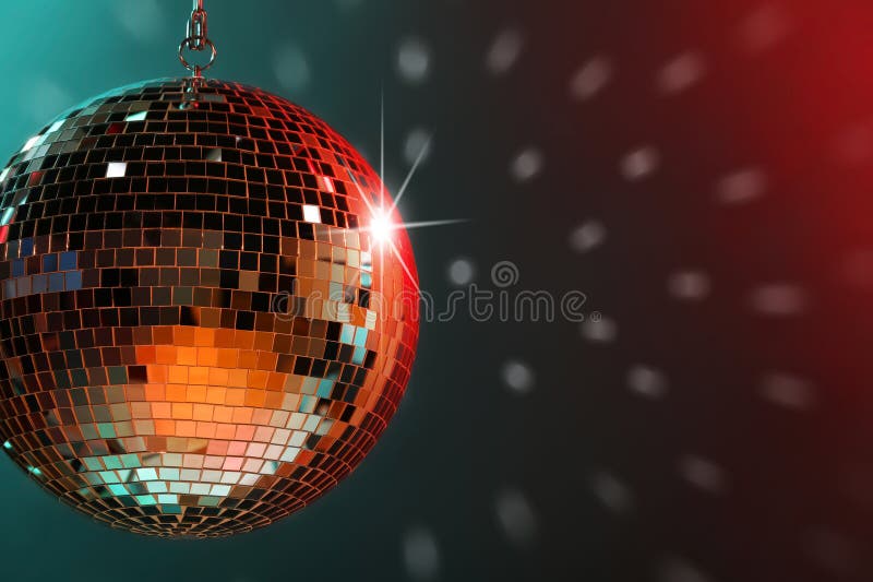 Shiny Bright Disco Ball Under Color Lights, Space for Text Stock Image ...
