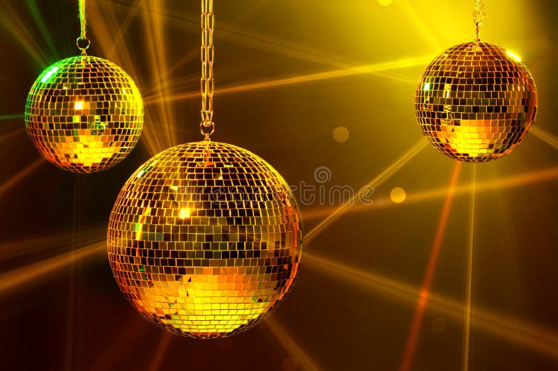 Shiny Bright Disco Balls Under Color Lights Stock Photo - Image of ...