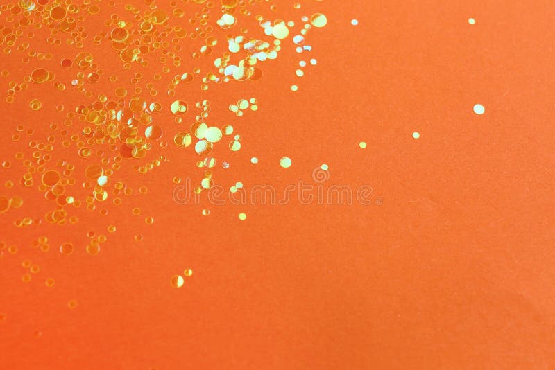 Shiny Bright Golden Glitter on Orange Background. Space for Text Stock ...