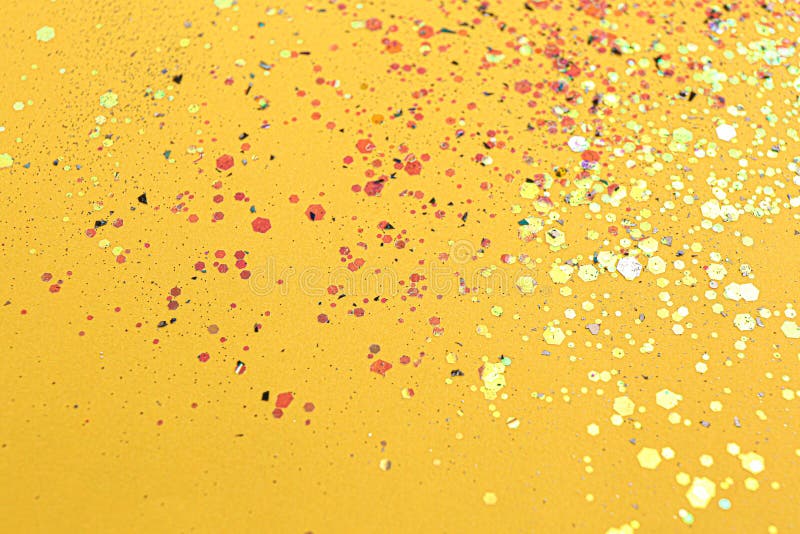 Shiny Bright Pink Glitter on Yellow Background Stock Image - Image of ...