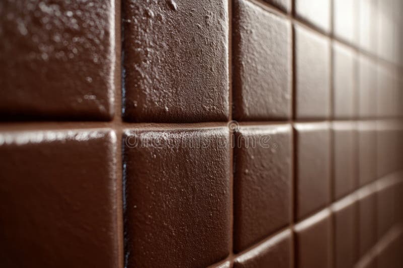 Shiny Brown Square Tiles Form a Textured Wall, Creating a Backdrop with ...