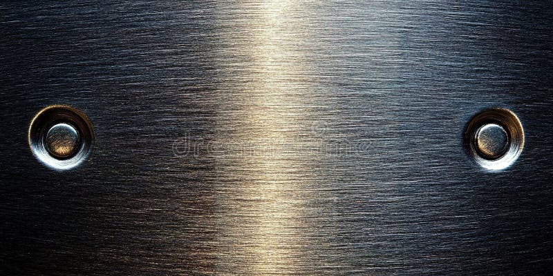 Shiny Brushed Metal Surface with Two Circular Rivets Reflecting Light ...