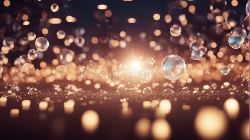 Shiny Bubbles on a Black Surface in Front of a Spotlight Stock Photo ...
