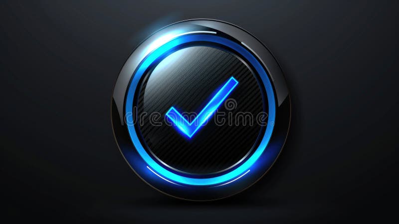 Shiny Button with Blue Check Mark. Can Be Used for Various Purposes ...