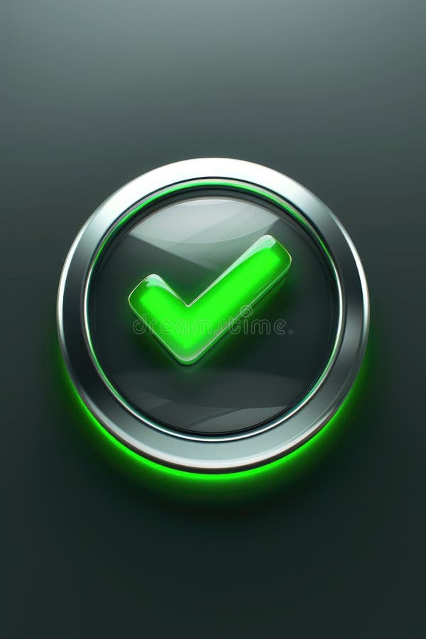A Shiny Button with a Green Check Mark. Suitable for Various ...