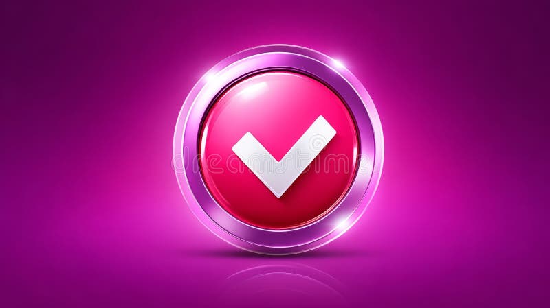 Shiny Button with Tick Icon, Ideal for Modern Web Design and User Interfaces Shiny Stock ...