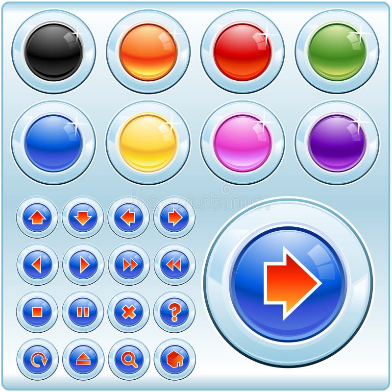 Shiny Buttons and Icons stock vector. Illustration of back - 5848274