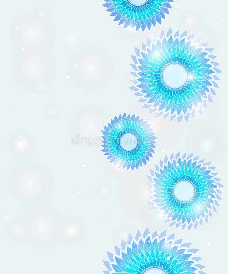 Shiny Card with Blue Abstract Flowers Decoration. Stock Illustration ...