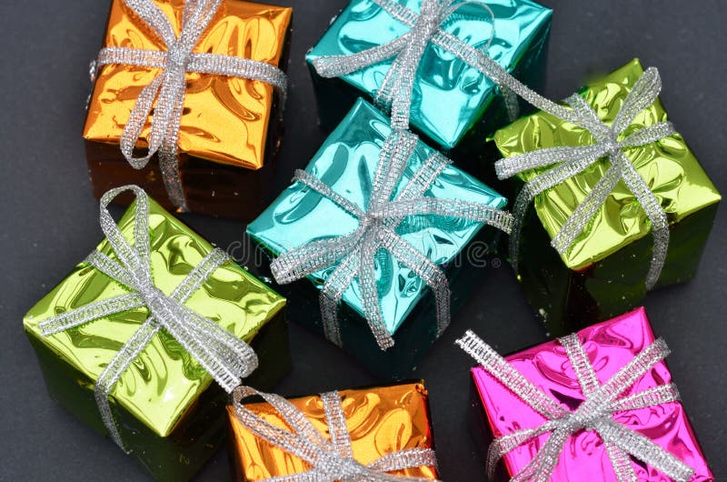 Shiny christmas boxes stock photo. Image of decor, present - 27699200