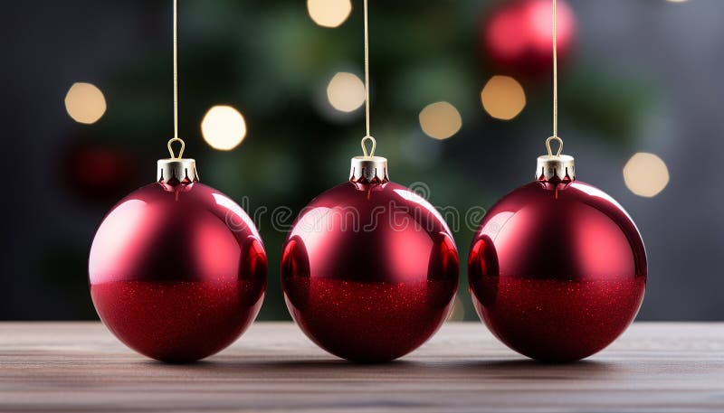 Shiny Christmas Ornament Glowing in Vibrant Gold, Hanging on Tree ...