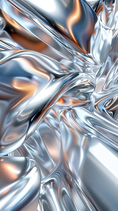 Shiny Chrome Abstract Fluid Metal Texture in Reflected Light Stock ...