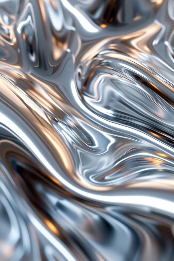 Shiny Chrome Abstract Fluid Metal Texture with Swirling Patterns Stock ...