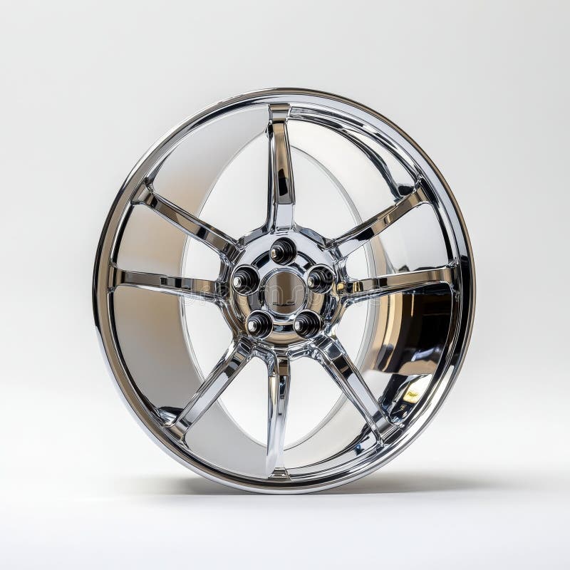A Shiny Chrome Alloy Wheel Featuring a Multi-spoke Pattern, Casting ...
