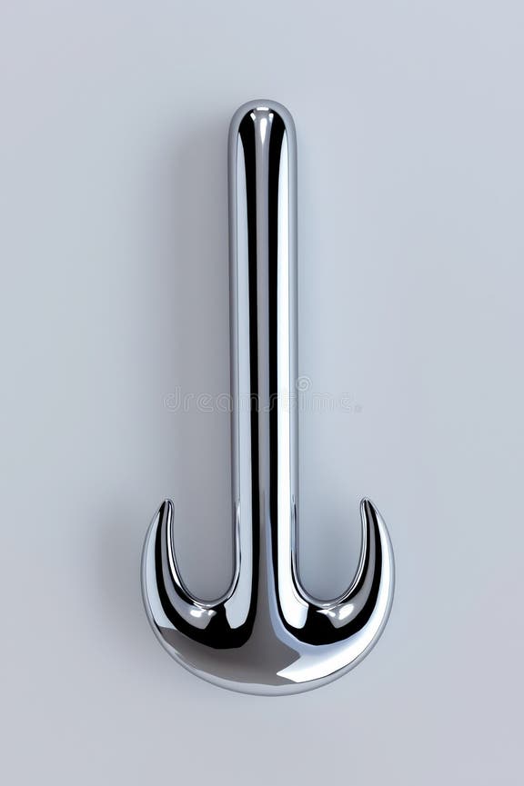 Shiny Chrome Anchor Hook Against a Plain Background. Stock Illustration ...