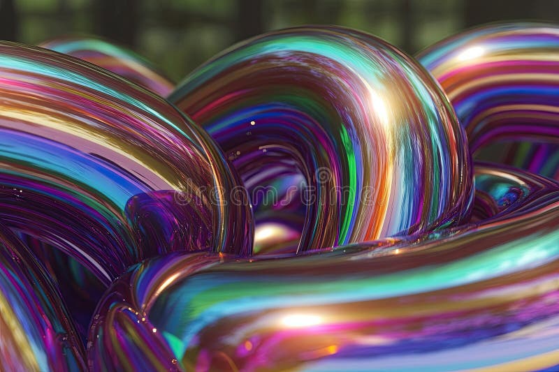 Shiny Chrome Effect Holographic Abstract Shapes Creating a Dynamic ...