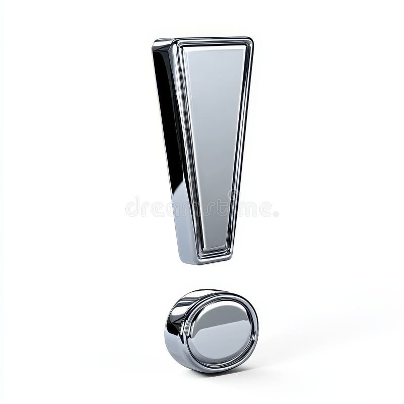 A Shiny Chrome Exclamation Mark and Period, Symbolizing Emphasis and ...